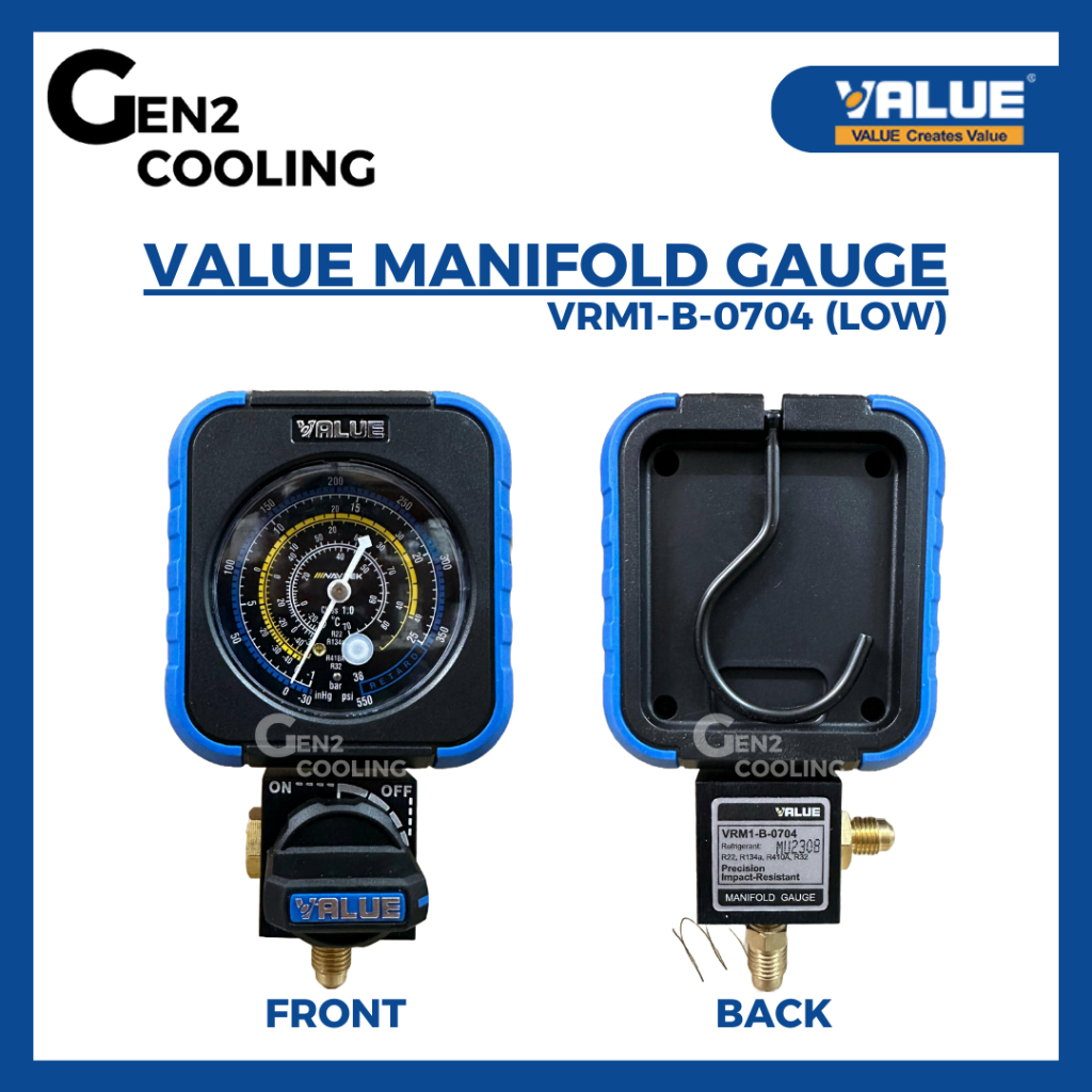 VALUE Single Manifold Gauge HIGH/LOW VRM1-B-0703/VRM1-B-0704 R22/R134A ...