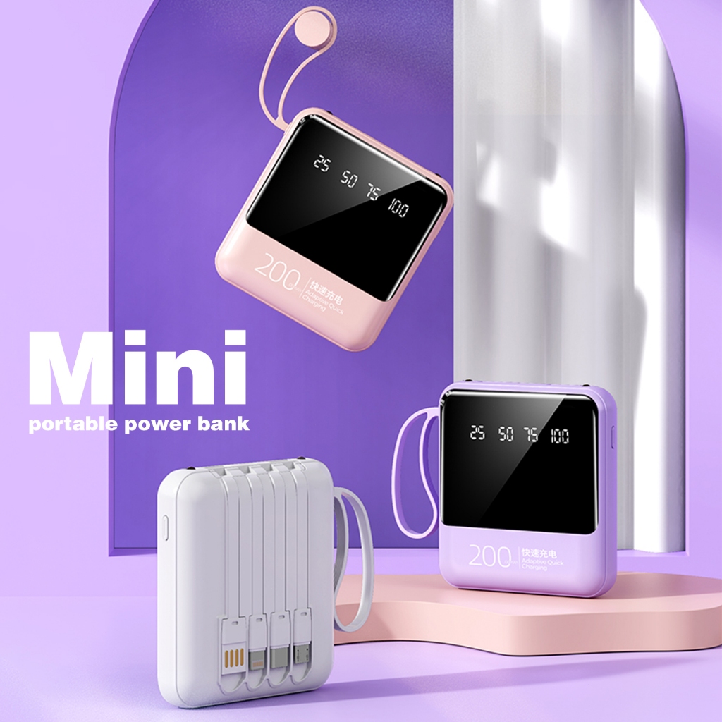Powerbank 20000mAh Built in 3 Cables Fast charging Digital LED Display ...
