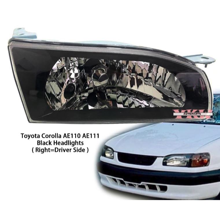 RHS RIGHT SIDE JDM Toyota Corolla AE110 AE111 Black Crsytal Headlights ...