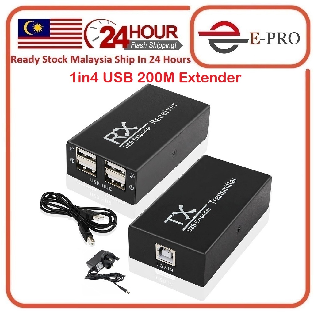 USB Extender Adapter 4 Port Up to 120M USB 2.0 Hub Extender Over RJ45 ...