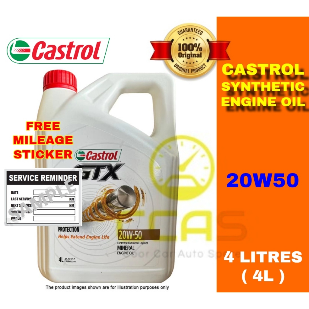 Castrol GTX 20W50 SN/CF Engine Oil (4 liter) For Toyota , Honda ...