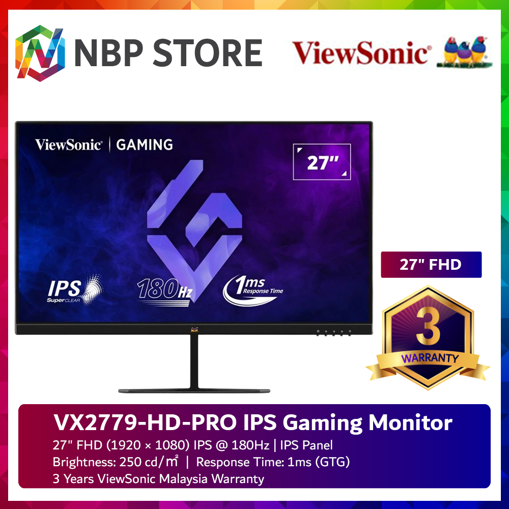ViewSonic VX2779-HD-PRO 27" FHD IPS 180Hz Gaming Monitor | Shopee Malaysia