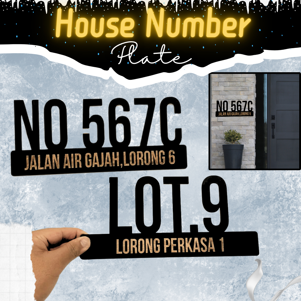 Custom House Number Plate Acrylic ( X Perlu Drill )Nombor Rumah [MH 2 ...