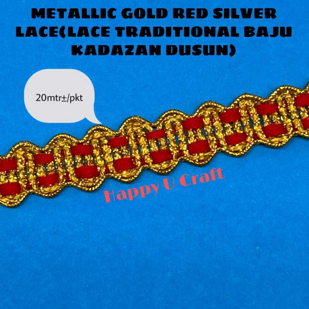 (Ready Stock)Metallic Gold Red SIlver Lace/Renda Warna Emas Merah Hijau ...