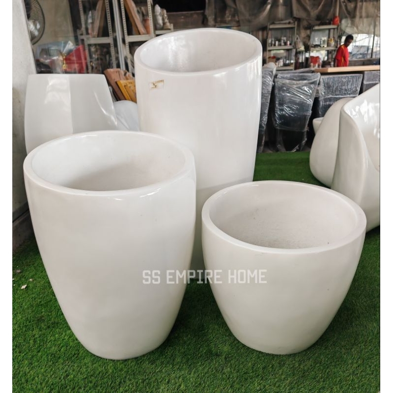 REX FP39 Fiberglass Glossy White Slant Flower Ball Pot Pasu Bunga ...