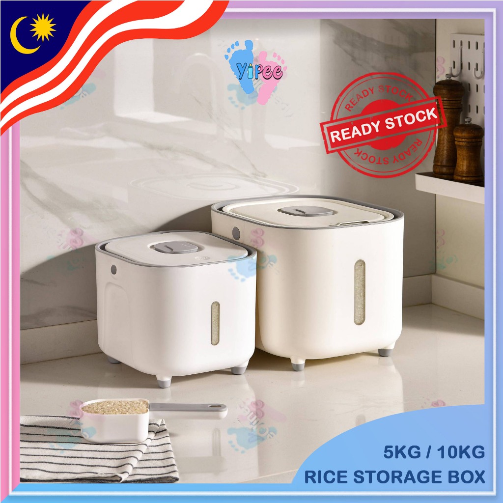 Rice Storage Box Grain Container Bucket Insect Proof Sealed Kitchen ...