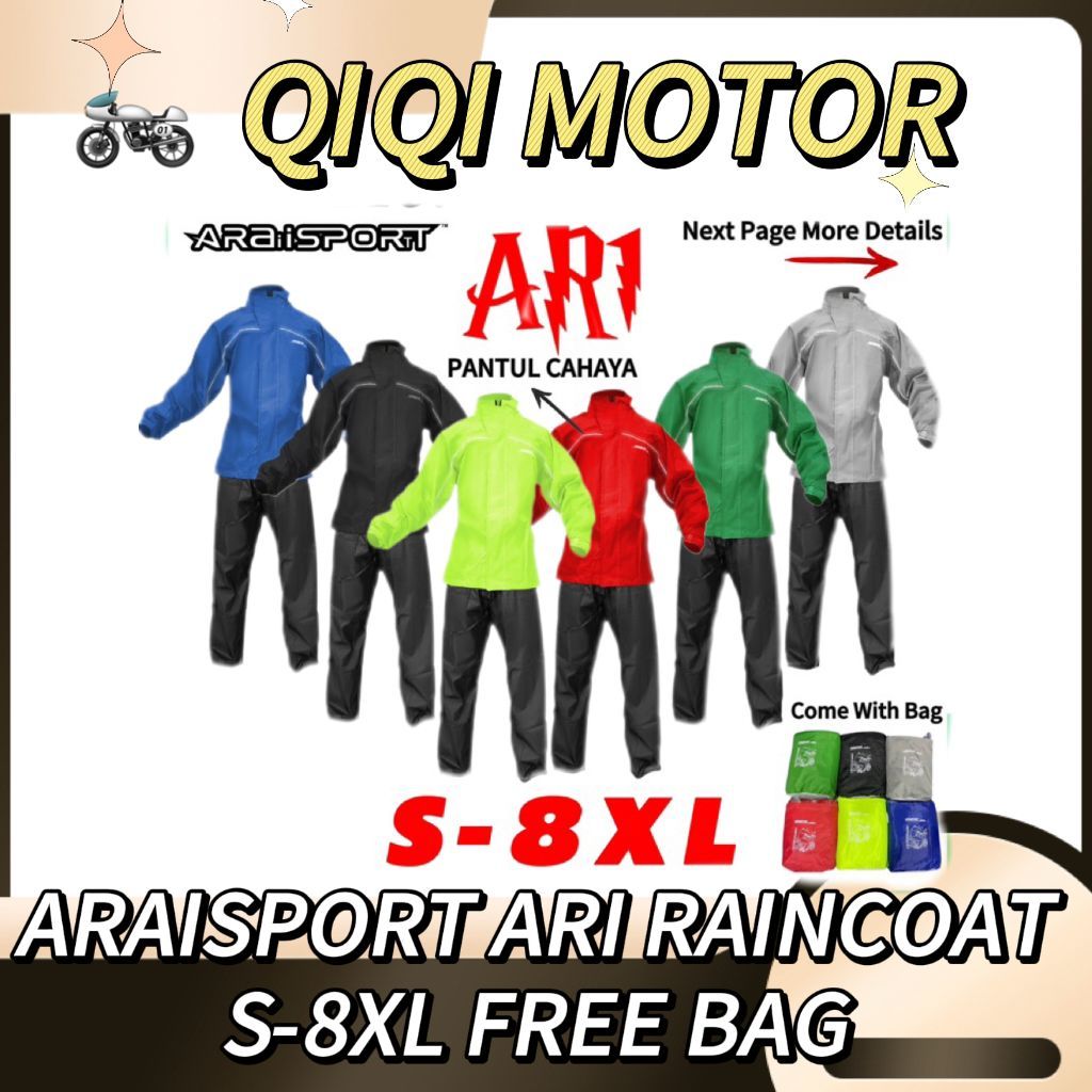 ARAISPORT ARAI SPORT AR1 2 LAYER BAJU HUJAN RAINCOAT MOTORSIKAL RAINCOATS MOTORCYCLE (S-8XL ...