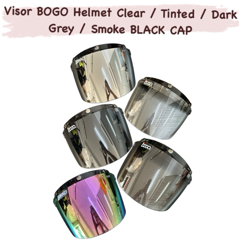 Visor BOGO Helmet Clear / Tinted / Dark Grey / Smoke BLACK CAP | Shopee ...