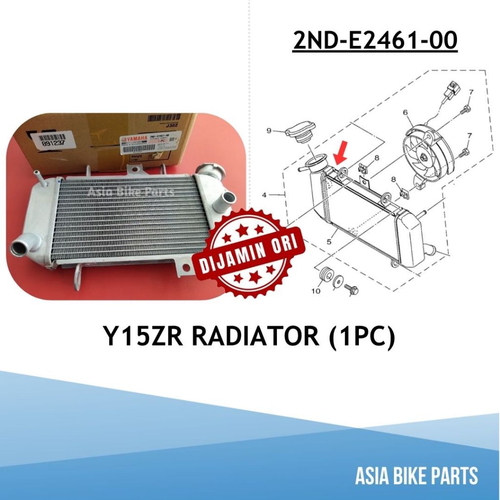 Yamaha Original Y15ZR Y15 V1 V2 Radiator Assy - 2ND-E2461-00 | Shopee ...