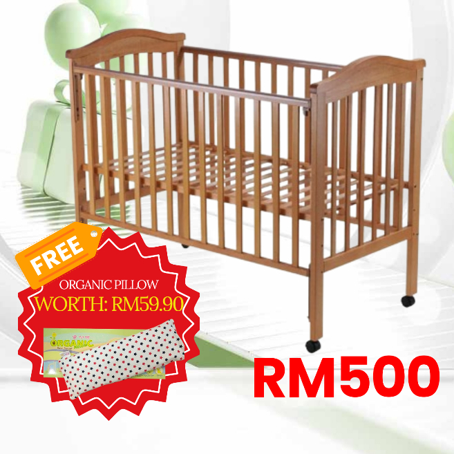 Babylove Solid Wood Baby Cot Basic BL840 (Natural) NEW | Shopee Malaysia