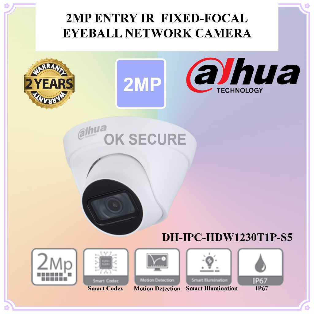 Dahua DH-IPC-HDW1230T1P-S5 2MP Entry IR Fixed-Focal Eyeball Network Camera DAHUA CCTV Camera ...
