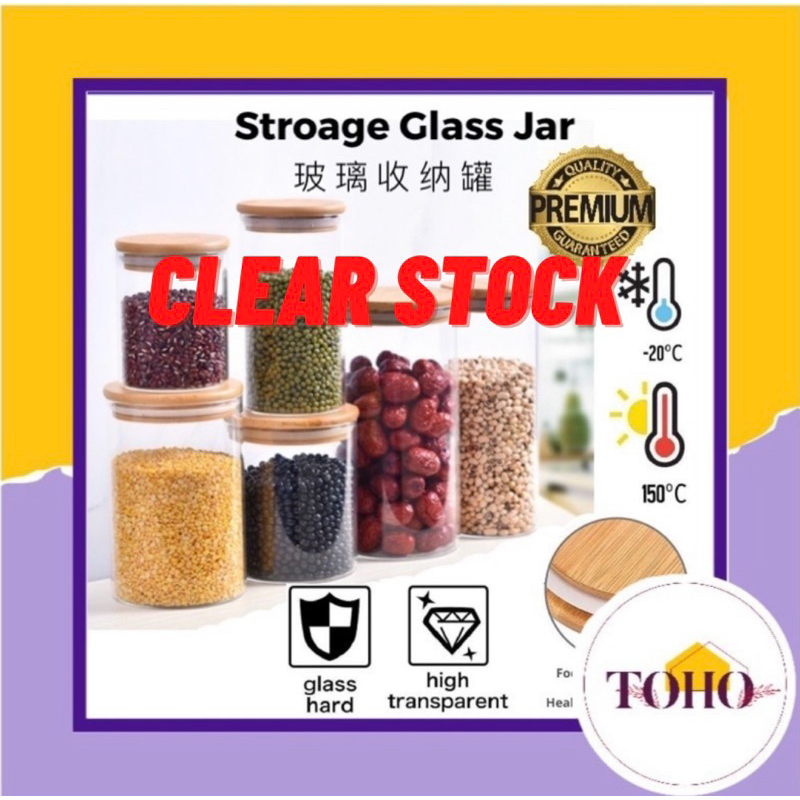 【50%OFFER】【CLEAR STOCK】Glass Jar For Glass Transparent Container With ...