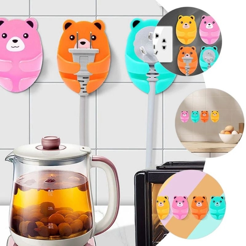 New Wall Storage Hook Bear Plug Bracket Punch-free Power Plug Socket ...