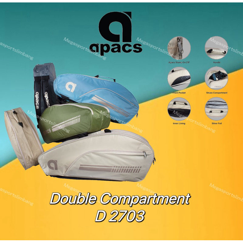 APACS BEG BADMINTON DOUBLE COMPARTMENTS | Shopee Malaysia