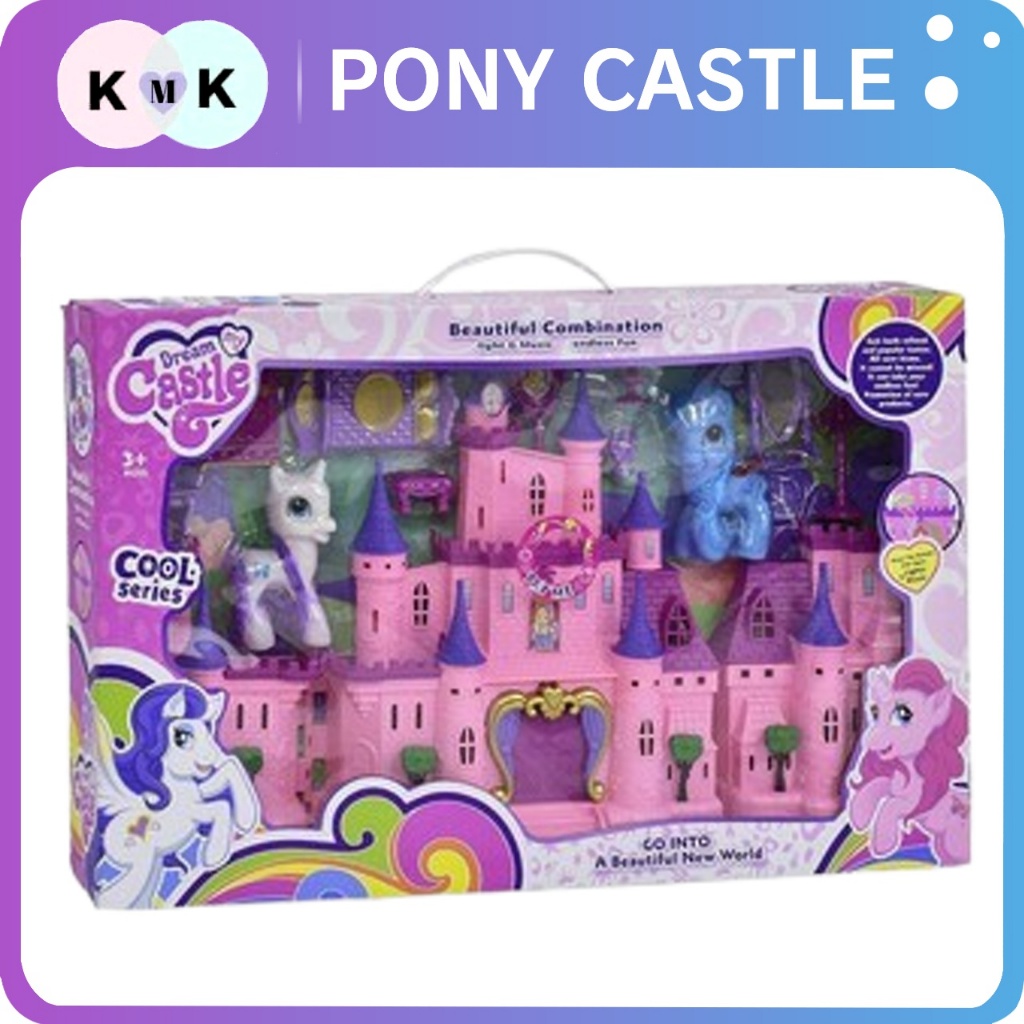 KMK SHOP Little Pony Castle and Home Furniture Doll House with Light ...