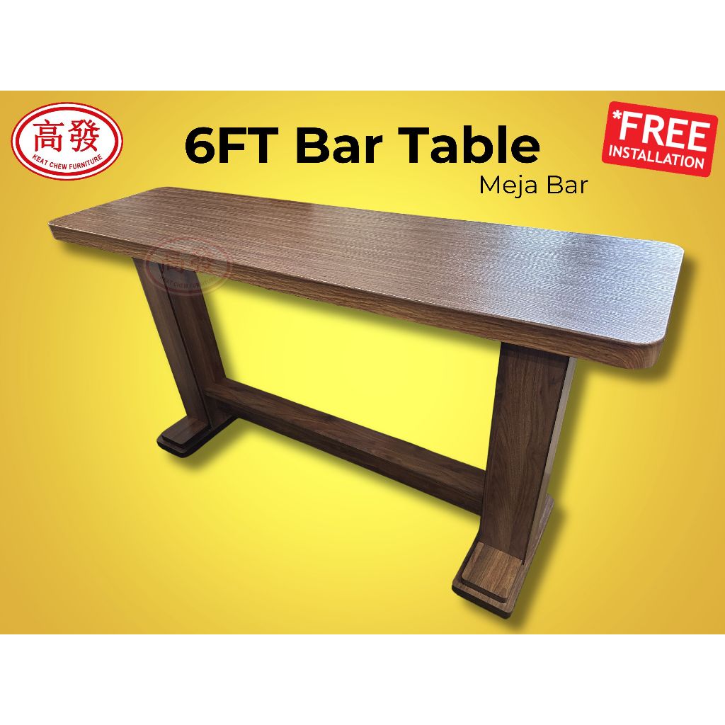 6FT Bar Table Wood Meja Bar Meja Maka Kayu Dining Table - Table only ...