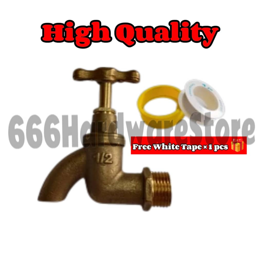 BRASS BIB TAP 1/2 INCH CITY BRAND/ KEPALA PAIP AIR TEMBAGA | Shopee ...