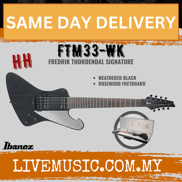 Ibanez FTM33-WK Fredrik Thordendal Signature 8-String Electric Guitar w ...