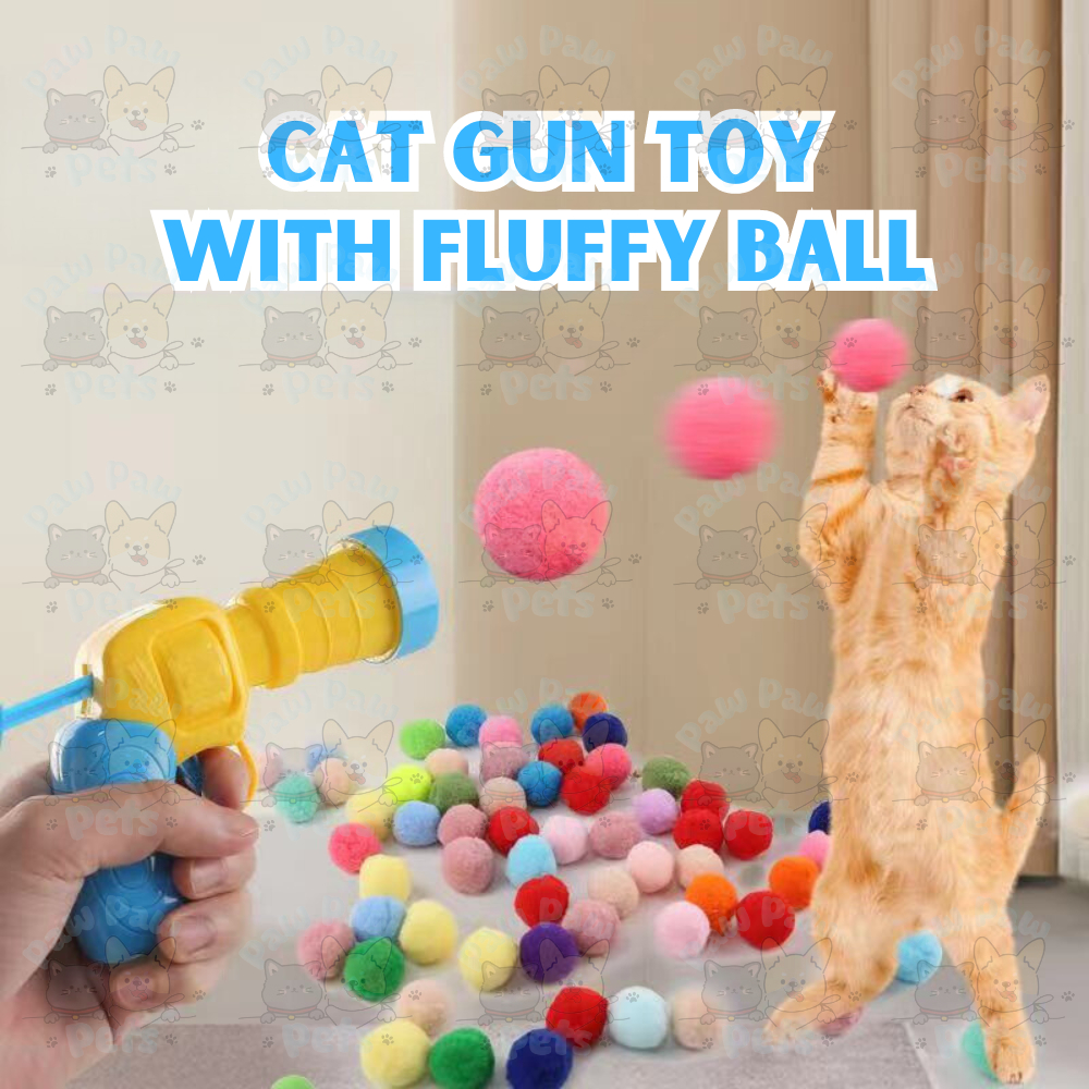 Cat Gun Toy with Fluffy Plush Toy Cat Ball Shooting Gun Pinball ...