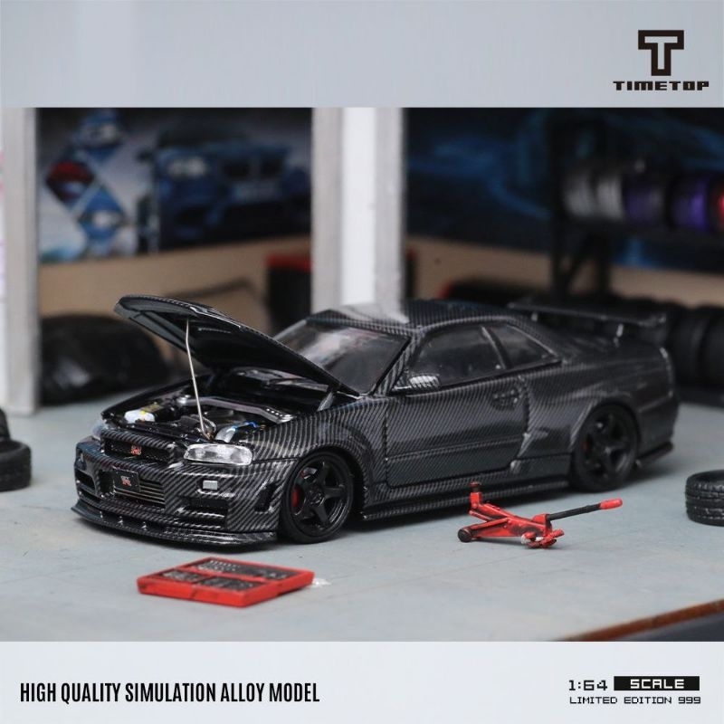 TimeTop : Nissan GT-R Skyline R34 Carbon Black Open Hood | Shopee Malaysia