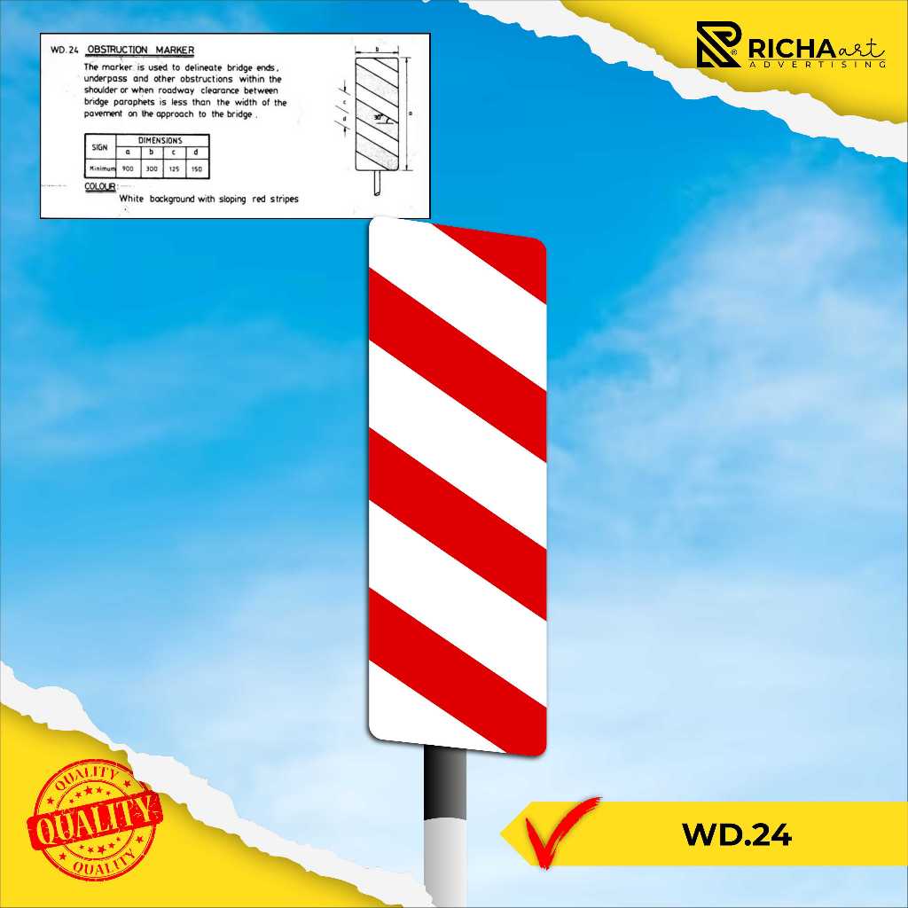 OBSTRUCTION MARKER SIGN/PAPAN TANDA (WD.24) 3MM ACP (300X900MM) JKR ...