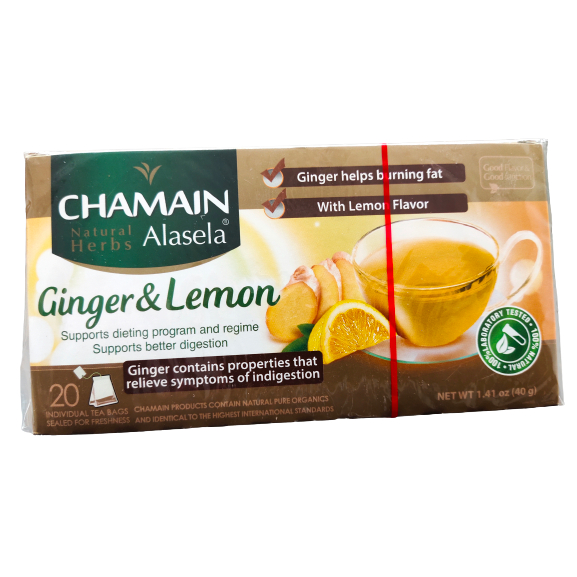 Herbal Tea (GINGER & LEMON) CHAMAIN Green Tea imported from Syria (20 ...