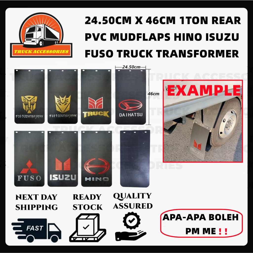 24.50CM X 46CM 1TON REAR PVC MUDFLAPS HINO ISUZU FUSO TRUCK TRANSFORMER ...