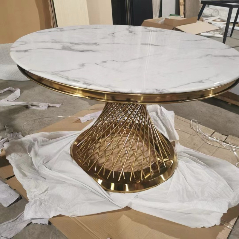 [PREORDER] ROUND DINING TABLE MARBLE TABLE STAINLESS STELL DESK MEJA ...