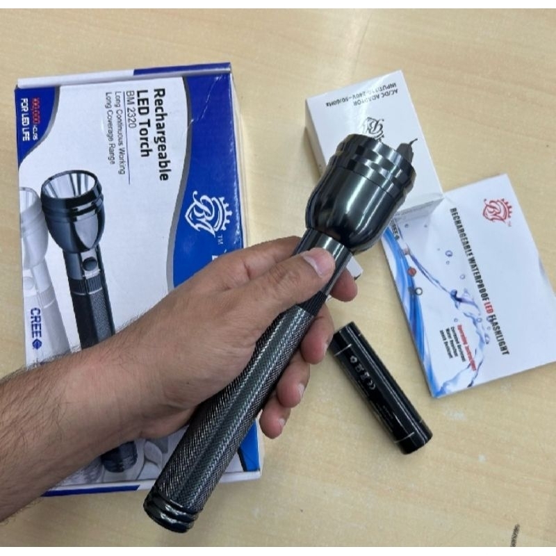 BRIGHT MOON RECHARGEABLE LED TORCH LIGHT BM 2320/2330/2340 -2BATTERY ...