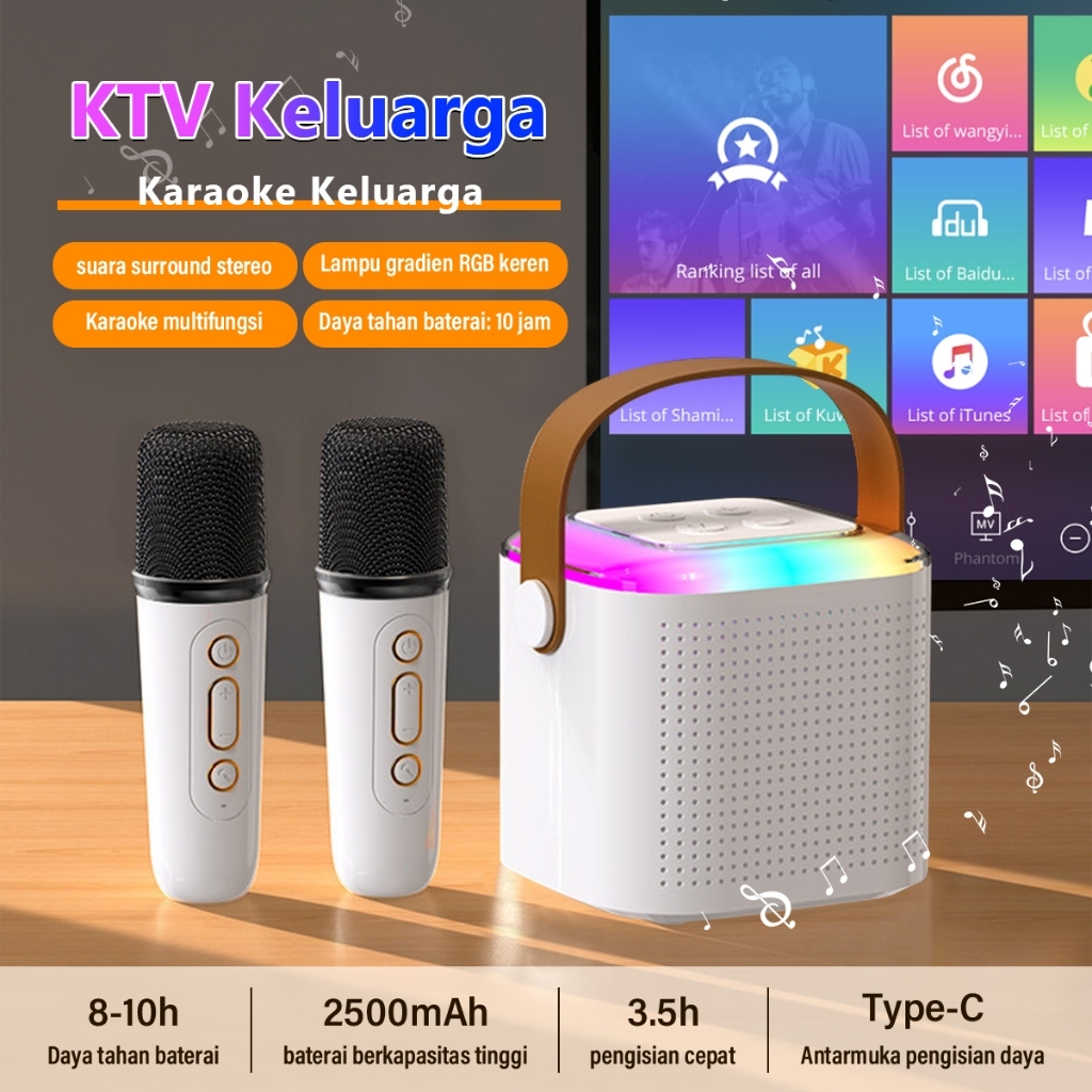 Wireless Karaoke Speaker Bluetooth Microphone K12 Home KTV Karaoke Machine RGB Light Portable ...