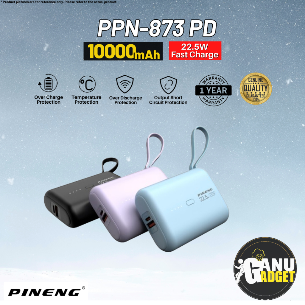 Pineng PN-873 PD 10000mAh Built in Cable Mini Power Bank 22.5W Fast ...