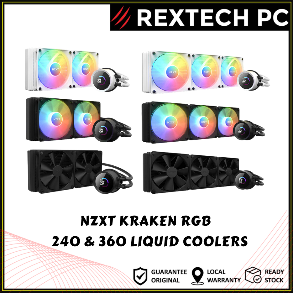NZXT Kraken RGB Black & White LCD Display AIO Liquid Cooler Compatible ...