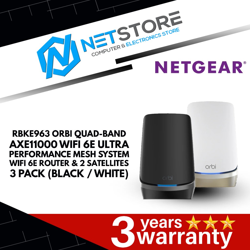 NETGEAR RBKE963 ORBI QUAD-BAND AXE11000 WIFI 6E ULTRA PERFORMANCE MESH ...