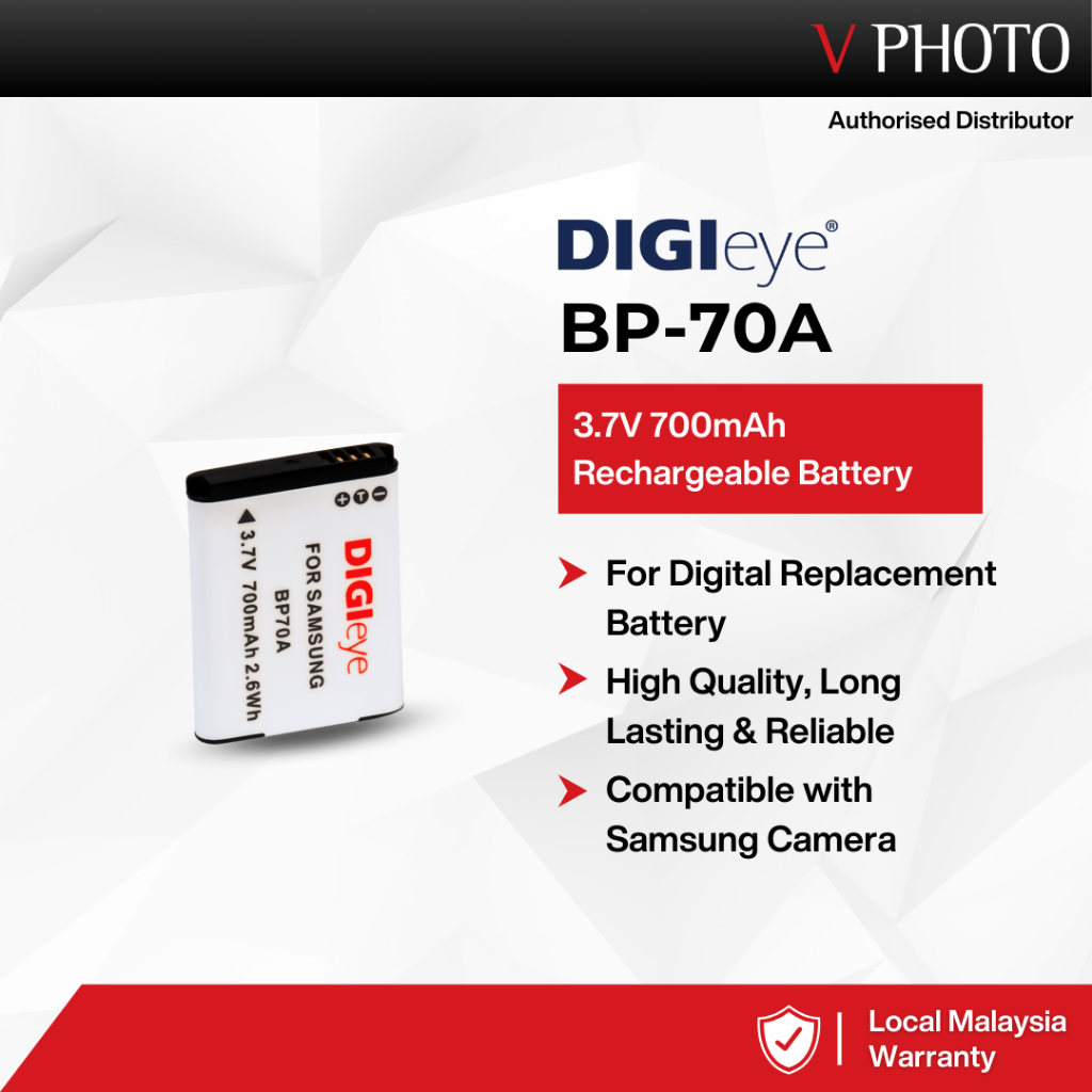 DIGIEYE BP-70A BATTERY 3.7V 700mAh RECHARGEABLE CAMERA BATTERY FOR ...