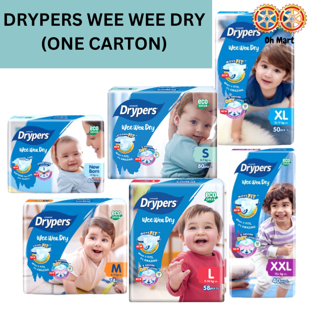 Drypers Wee Wee Dry CARTON -NB/S/M/L/XL/XXL | Shopee Malaysia