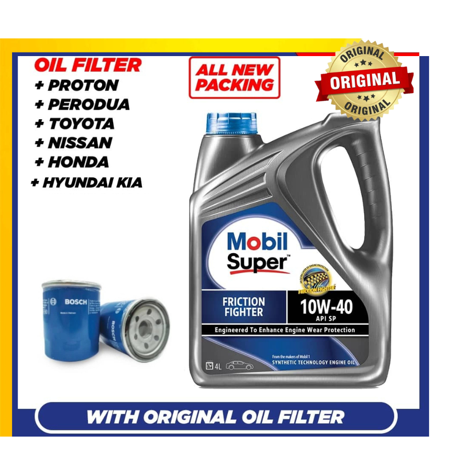 NEW (WITH ORIGINAL BOSCH OIL FILTER) Mobil Friction Fighter 10W40 SP ...