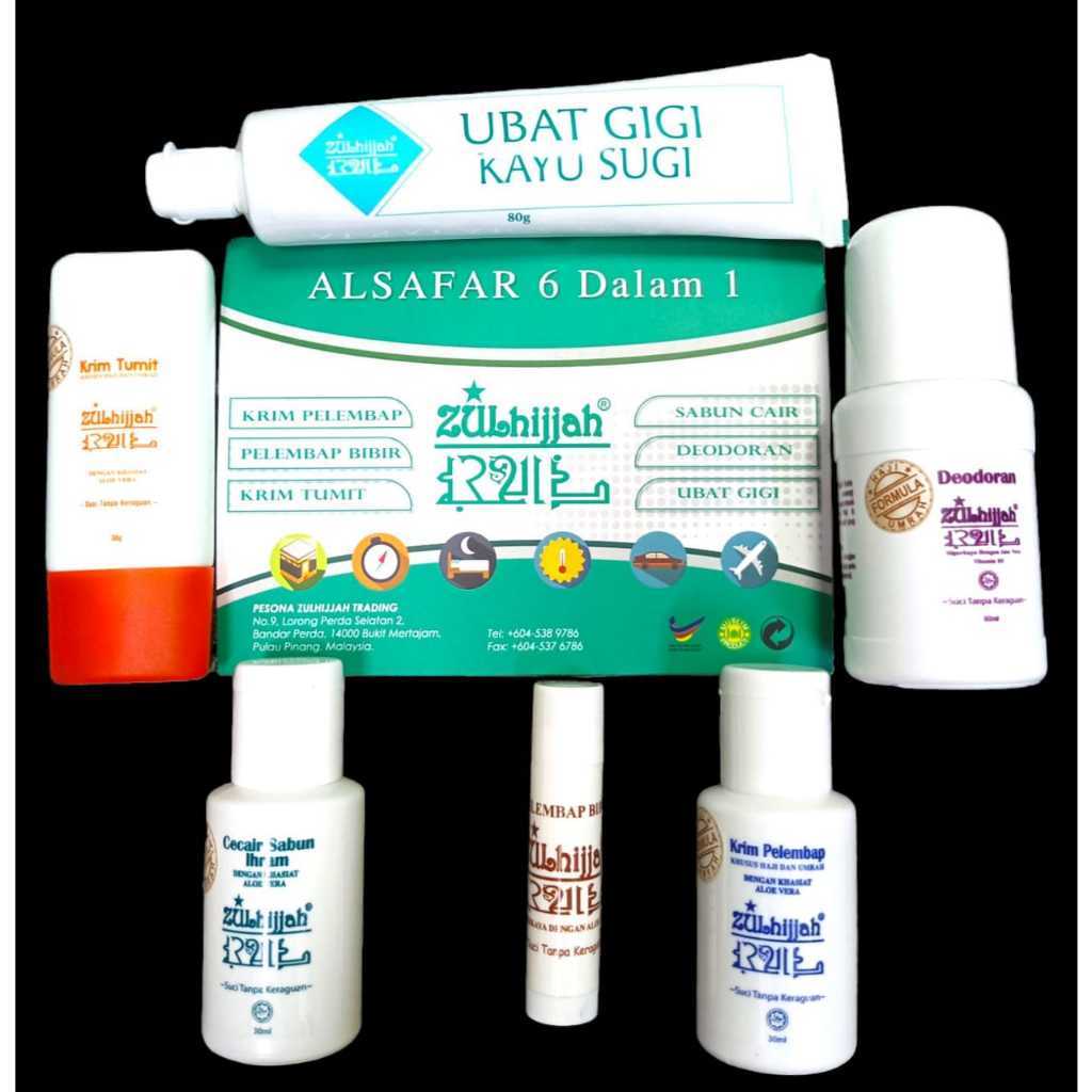 TRAVEL SET HAJI UMRAH 6 IN 1 AL SAFAR ZULHIJJAH SET MESRA IHRAM DEODARANT TANPA BAU KRIM TUMIT ...