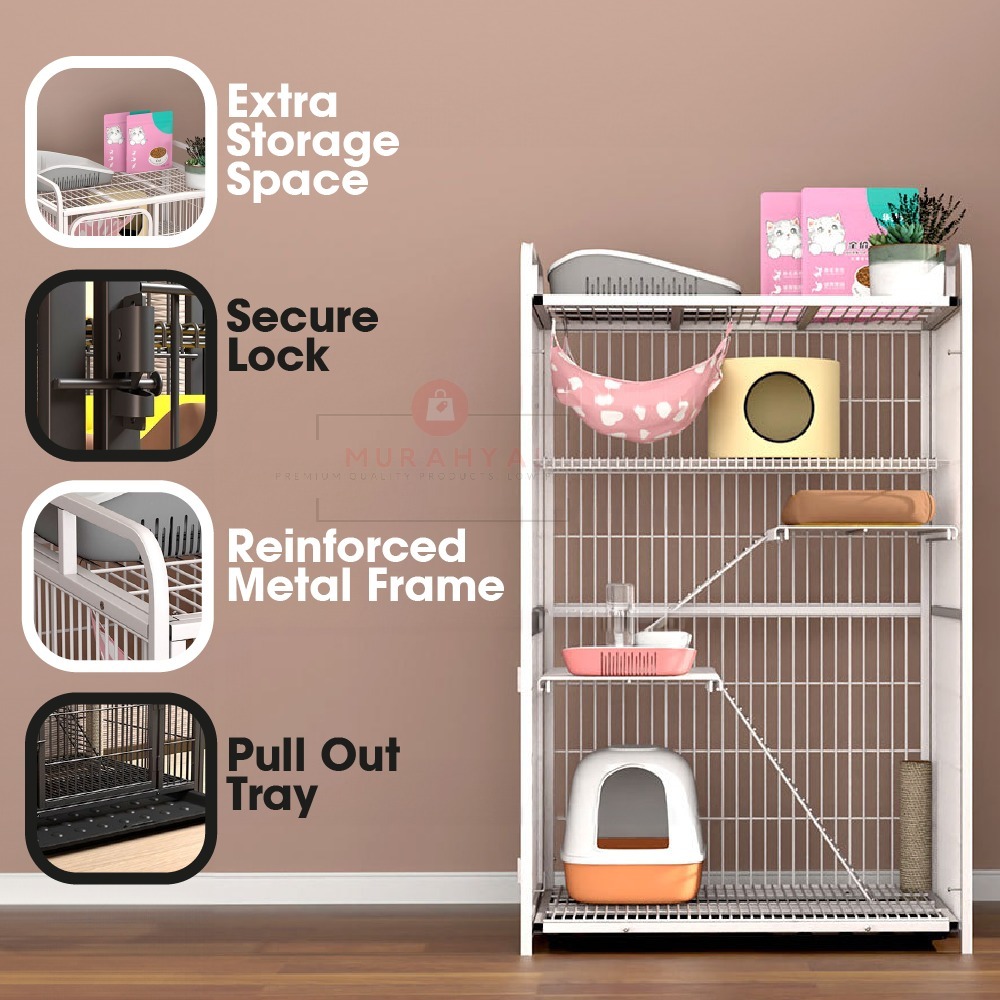 Cat Cage Large Sangkar Kucing murah Besar 2 3 4 Tingkat Level Pets ...