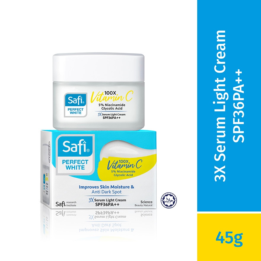 SAFI Perfect White 3X Serum Light Cream Moisturiser SPF36 PA++ 45g ...
