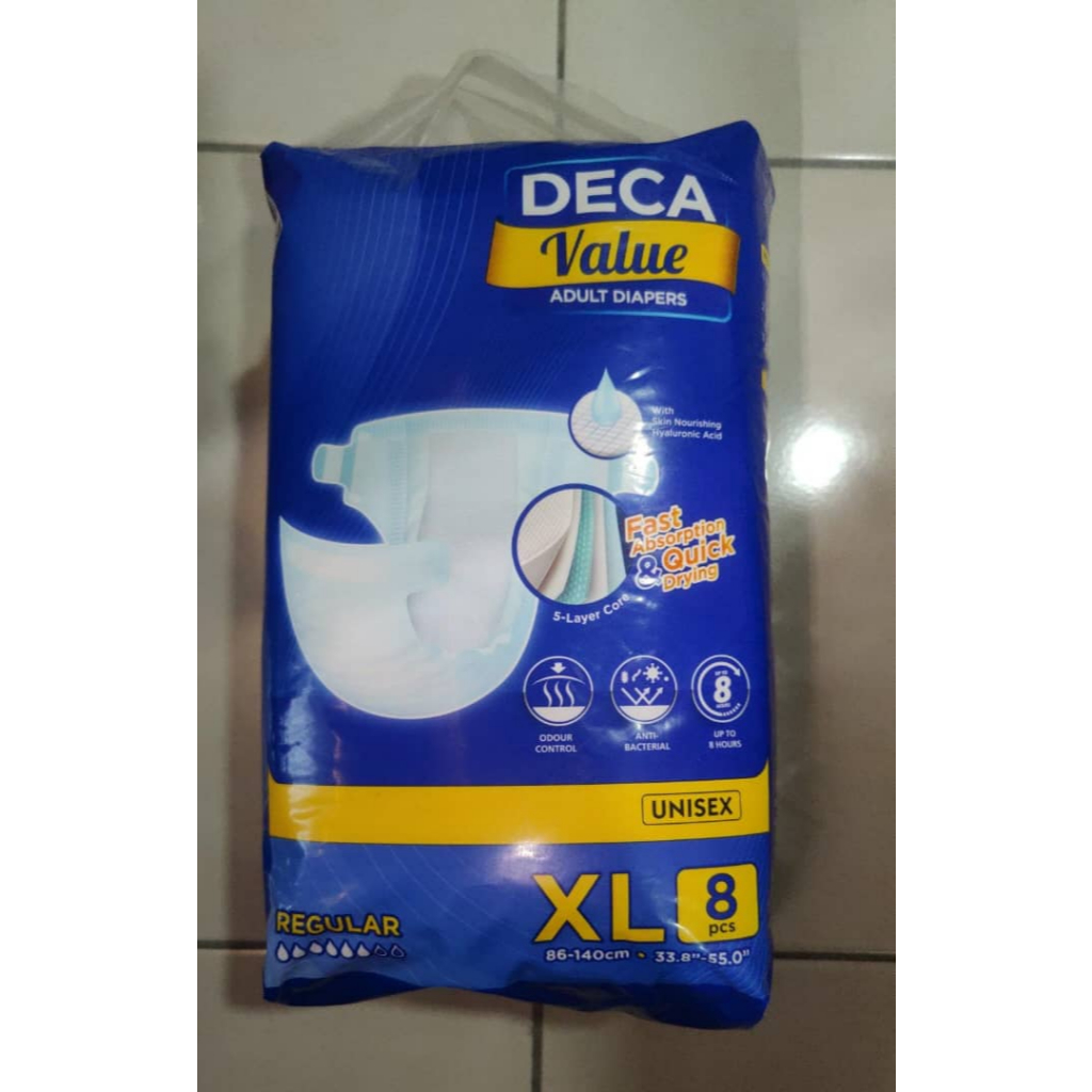 DECA Value ADULT Diapers XL8 - Fast Absorption & Quick Drying | Shopee ...