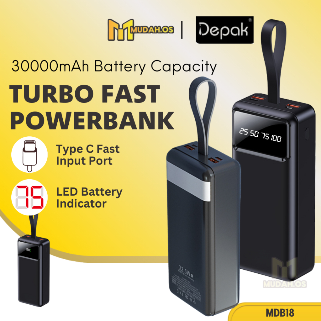DEPAK Power Delivery 30000mAh Super PD QC Fast Charging 3A Dual USB ...