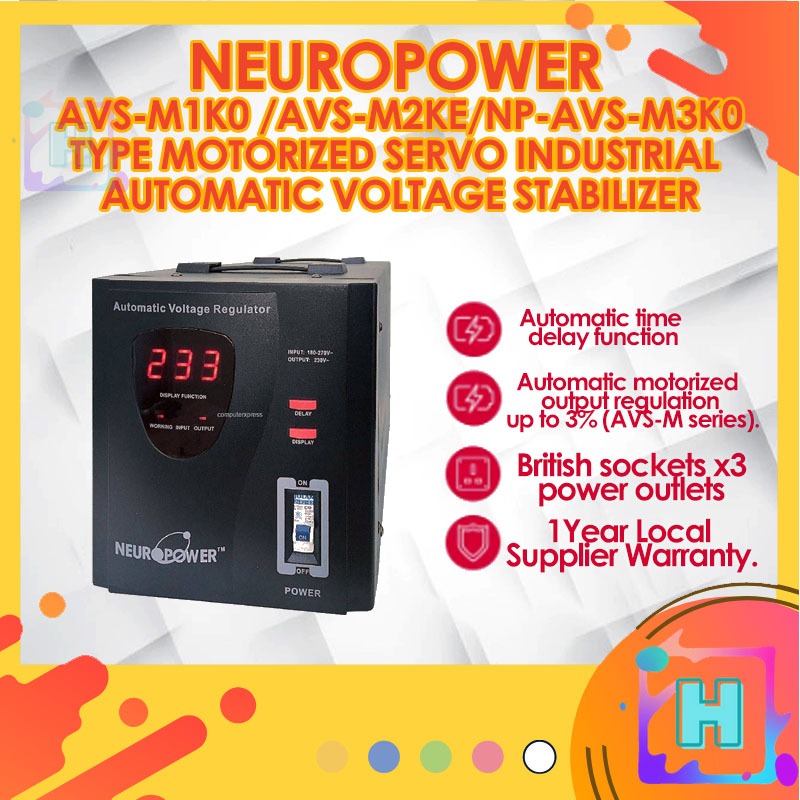 NeuroPower 1000/2000/3000VA AVR Industrial Motorised Automatic Voltage ...