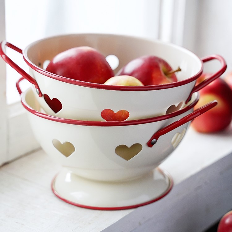 [DEFECT] Country Style Metal Colander With Handle - Heart Shape (Red ...