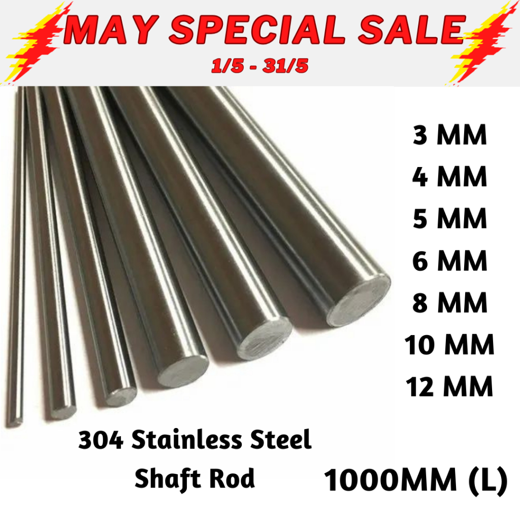 304 Rod Stainless Steel Shaft SS304 Round Bar Besi Tahan Karat 3mm 4mm ...