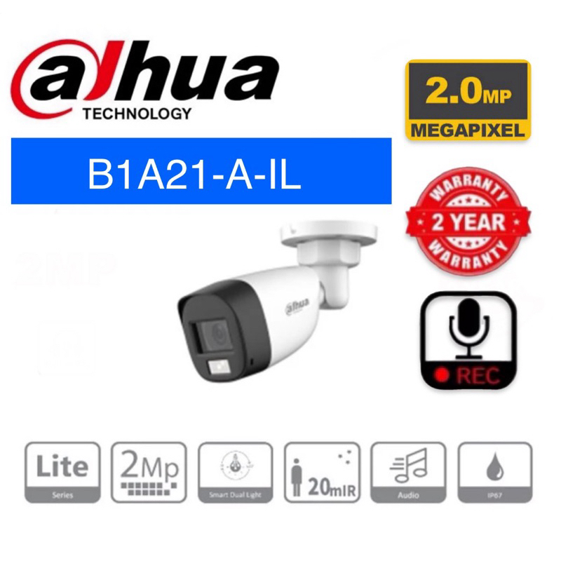 DAHUA CCTV 2MP B1A21-A-IL SMART DUAL LIGHT HDCVI FIXED-FOCAL BULLET ...
