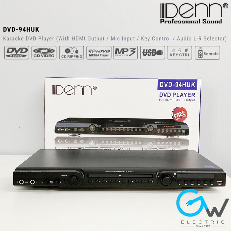 DENN DVD-94HUK KARAOKE DVD PLAYER (WITH MIC INPUT & KEY CONTROL) FREE ...