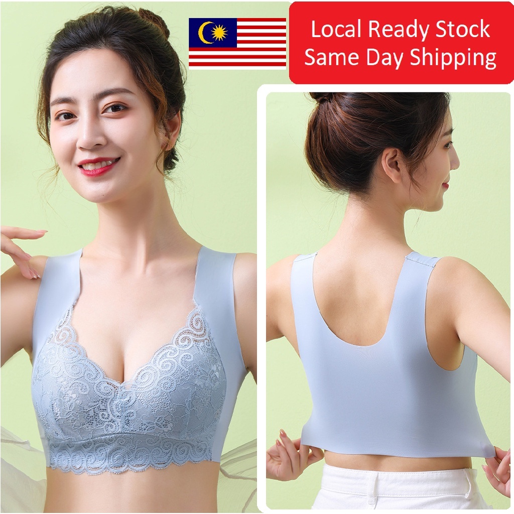LOCAL READY STOCK (40-110kg) M until Plus Size Bra Seamless Lace Comfort Push Up Wireless Bra ...