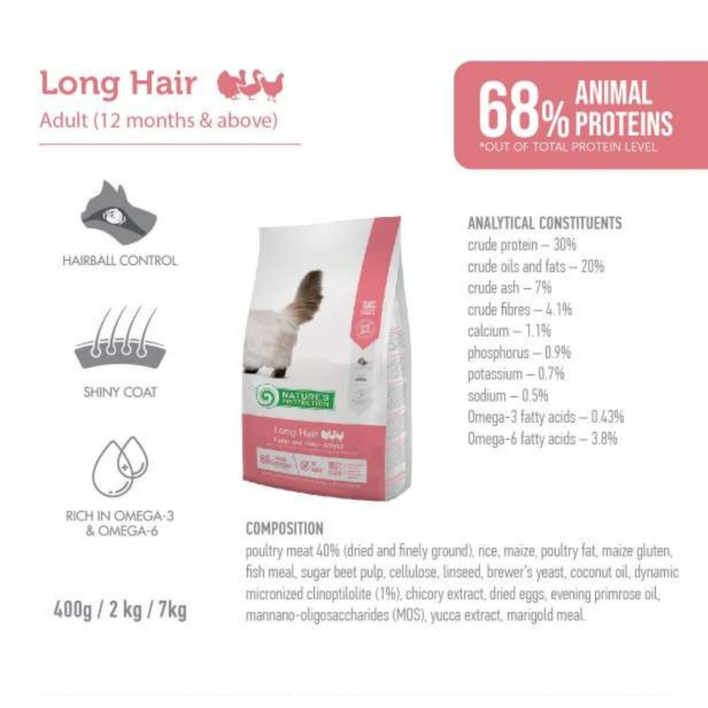 [Furbies Pet Store] Nature's Protection Long Hair Poultry 7KG / Adult ...