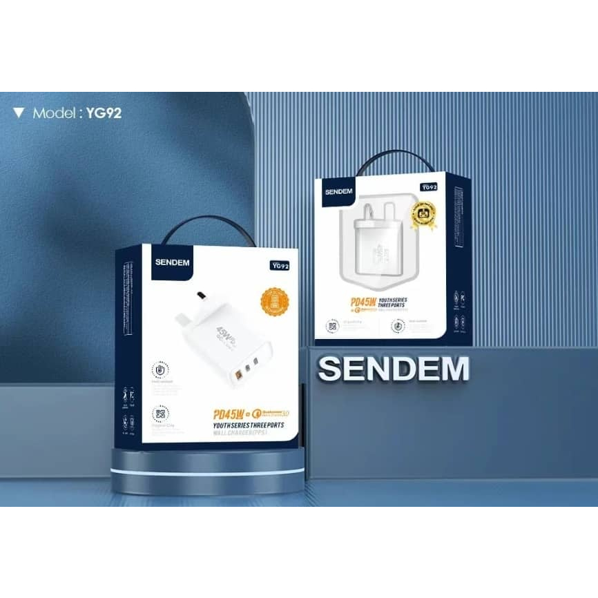 SENDEM YG92 UK plug PD45W 3 Ports Fast Charger | Shopee Malaysia