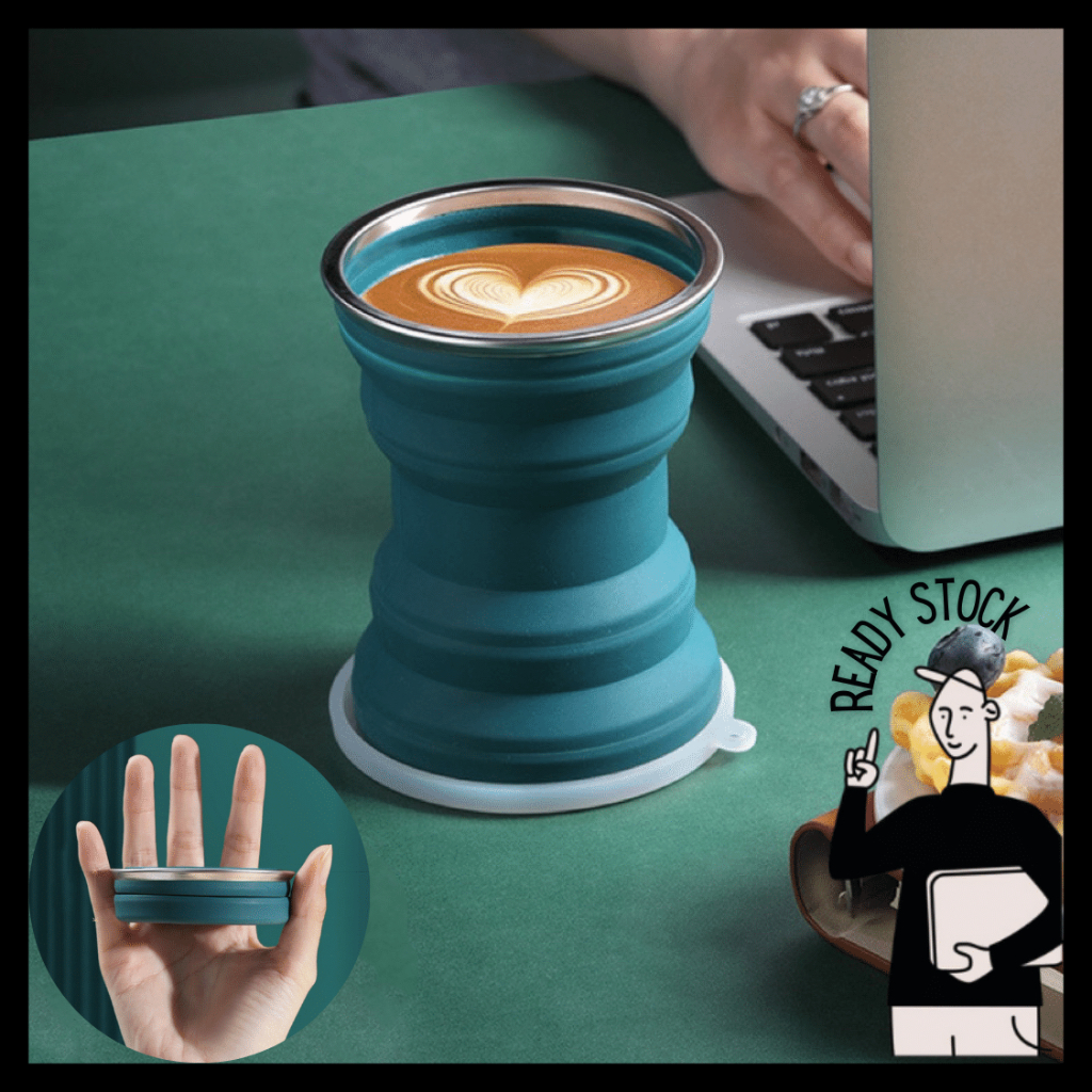 🇲🇾 320ML Portable Silicone Folding Cup Outdoor Travel Mouthwash Cup ...
